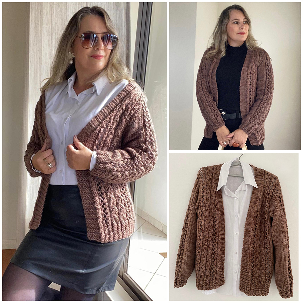 Cardigan with Lace Cable Pattern - Free Knitting Patterns