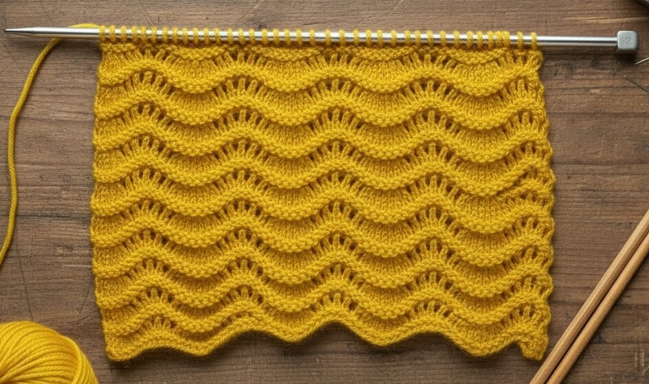Wavy Knit Stitch #10 - Free Knitting Patterns