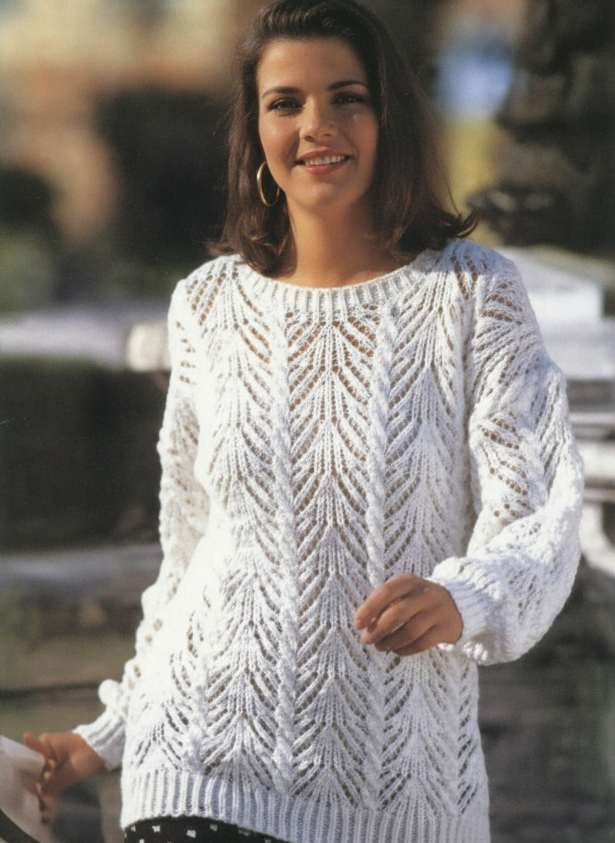 Sweater in Lace Cable Pattern - Free Knitting Patterns